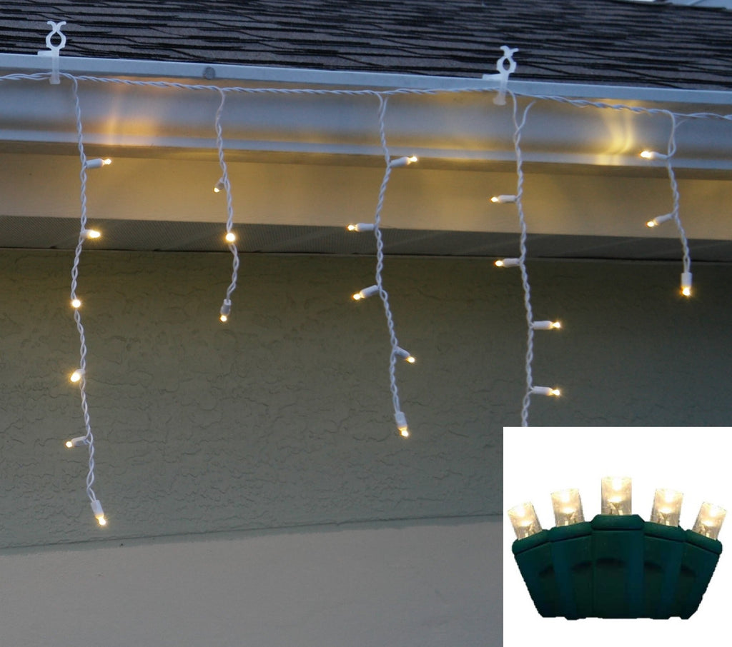 5mm Warm White LED Icicle Lights 70 bulb – Elite Holiday Decor