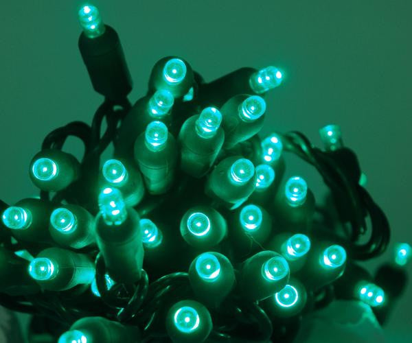 70 Bulb 5mm LED String Mini Lights, 4" Spacing - Green – Elite Holiday ...